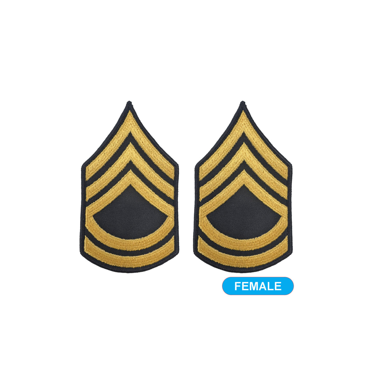 E7 Sergeant First Class Gold on Blue Sew-on - Small-Female | Insignia Depot