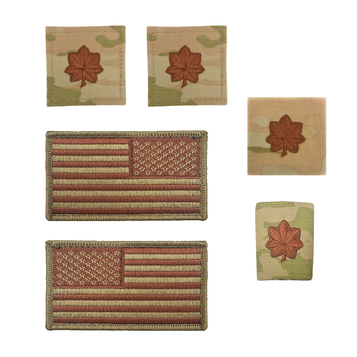 U.S. Air Force Major Rank and Reverse OCP Spice Brown Flag Bundle ...