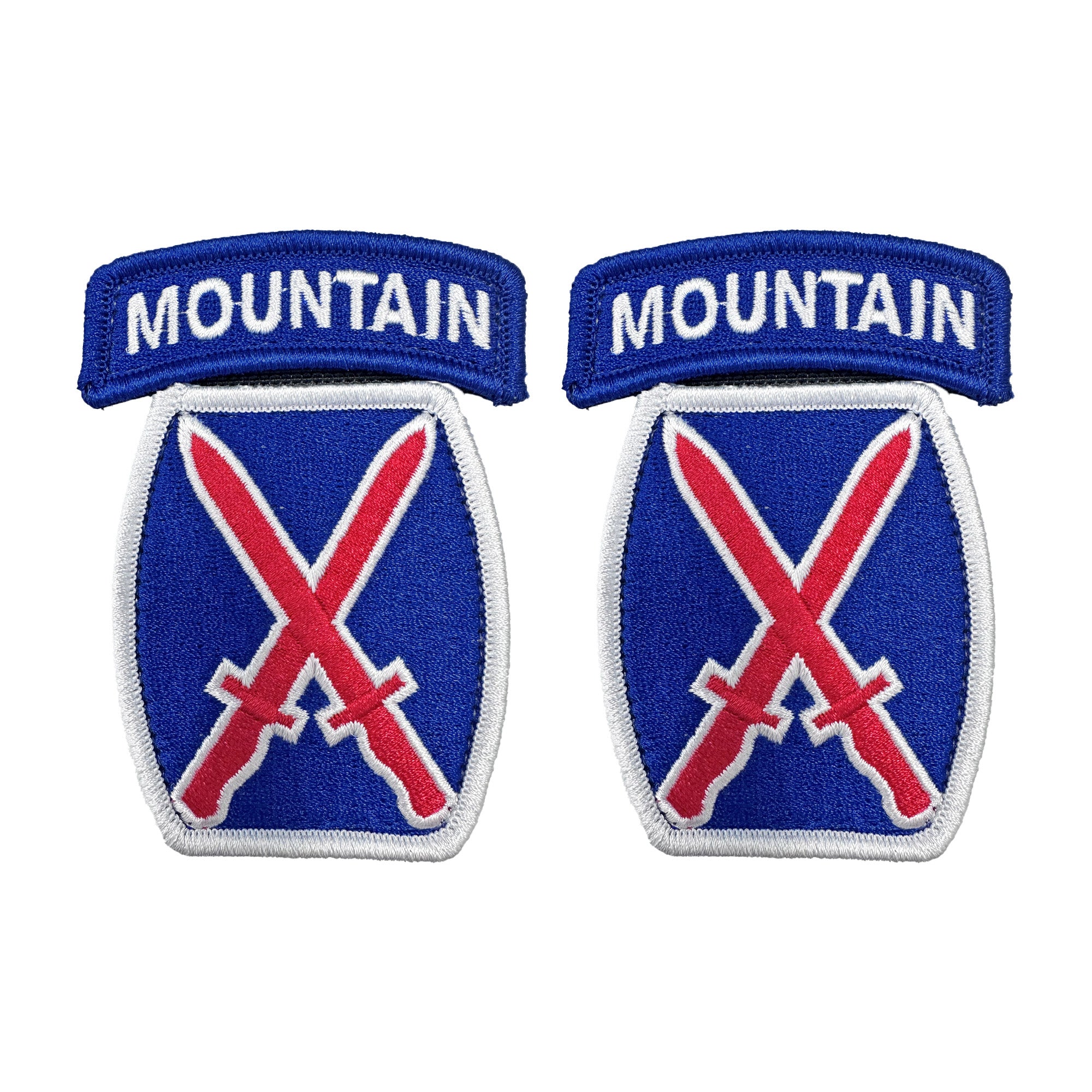 10th Mountain Color Patch with Hook Fastener and Mountain Tab (pair ...