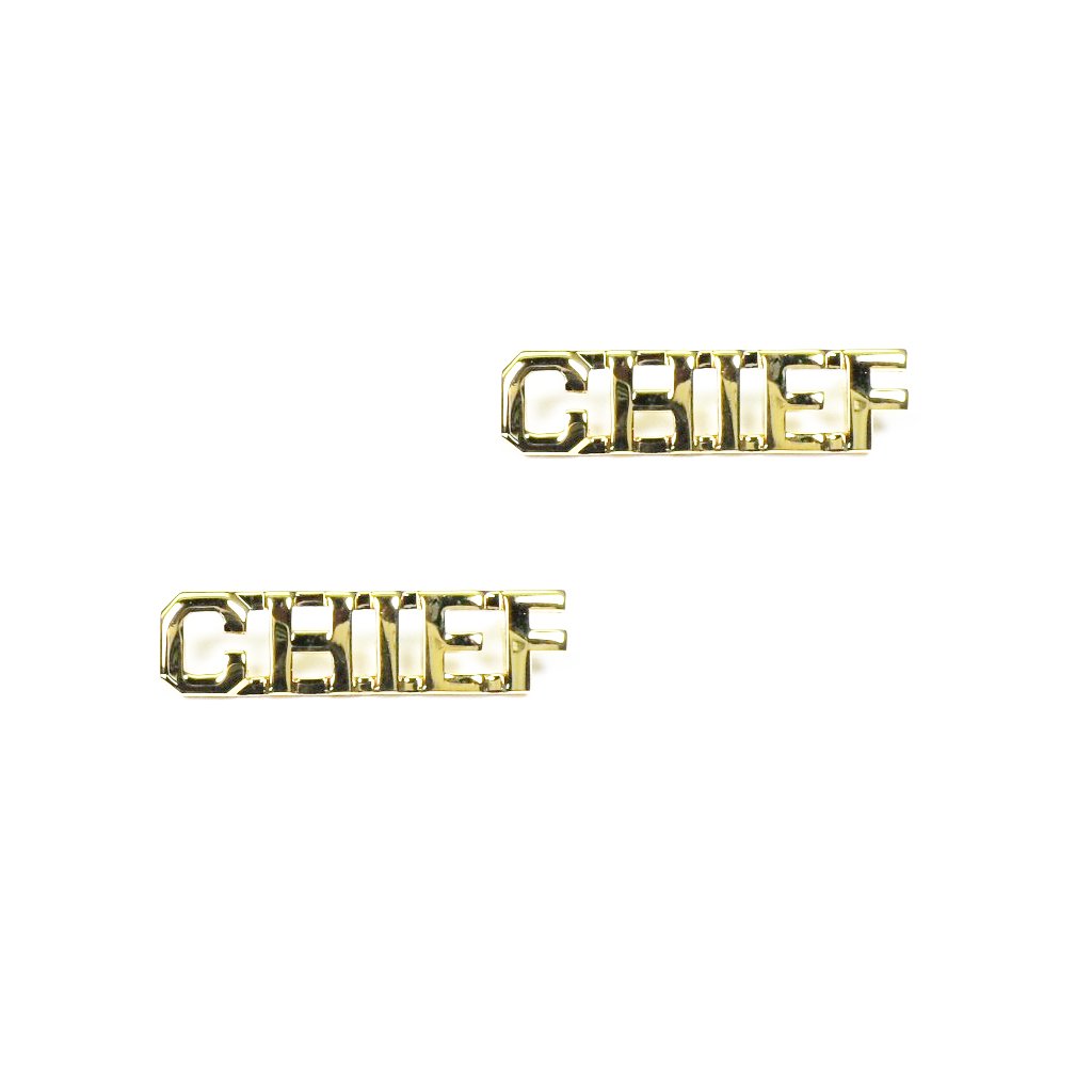 Police/Fire CHIEF Letters Pin 1/4" Gold Pair | Insignia Depot